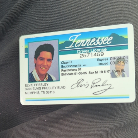 Other | Novelty Elvis Tennessee Driver License Card Collectible | Poshmark